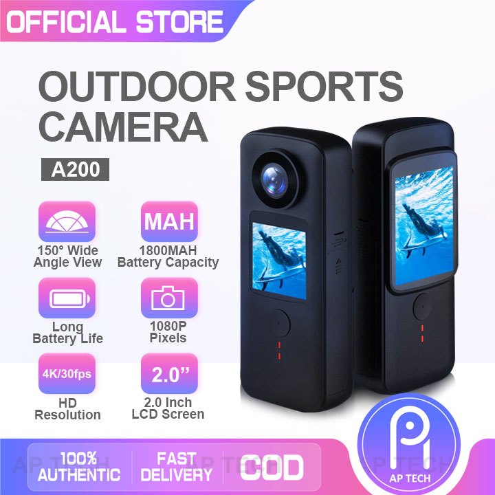 AP A200 Outdoor 4K HD Vlog Sports Camera Dual Screen Anti-Shake Waterproof Sports Camera ...
