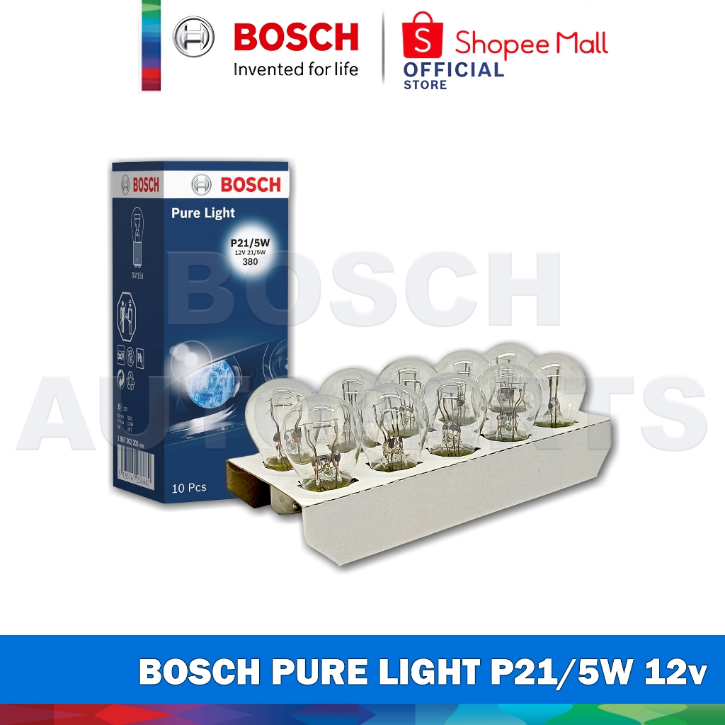 Bosch Pure Light P21/5W 12v, 21/5W Bulb Bundle of 10pcs (BAY15d ...