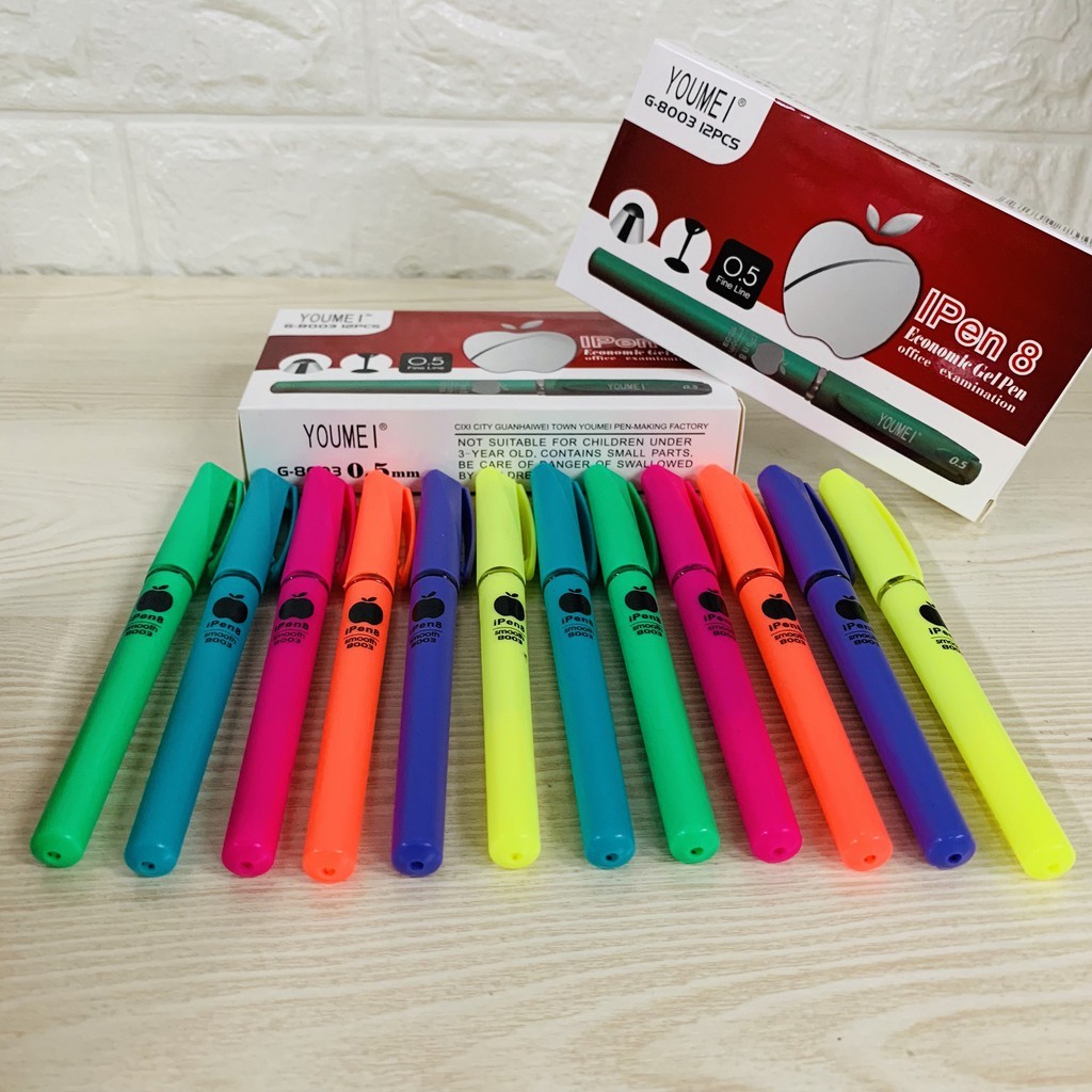 12Pcs/Box0.5mm Black Gel Pen Apple pen School Office Supplies Ball Pen ...
