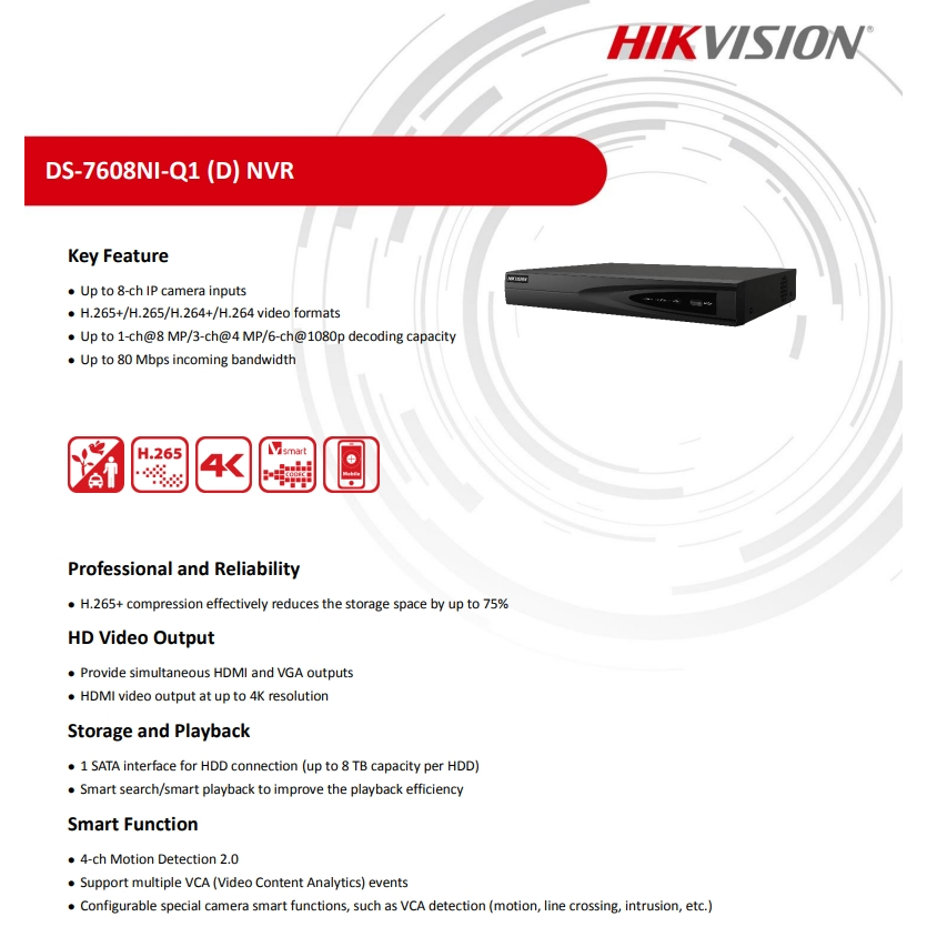 Hikvision 4CH 8CH 16CH 32CH CCTV NVR 4K IP camera NVR H.265+ video ...