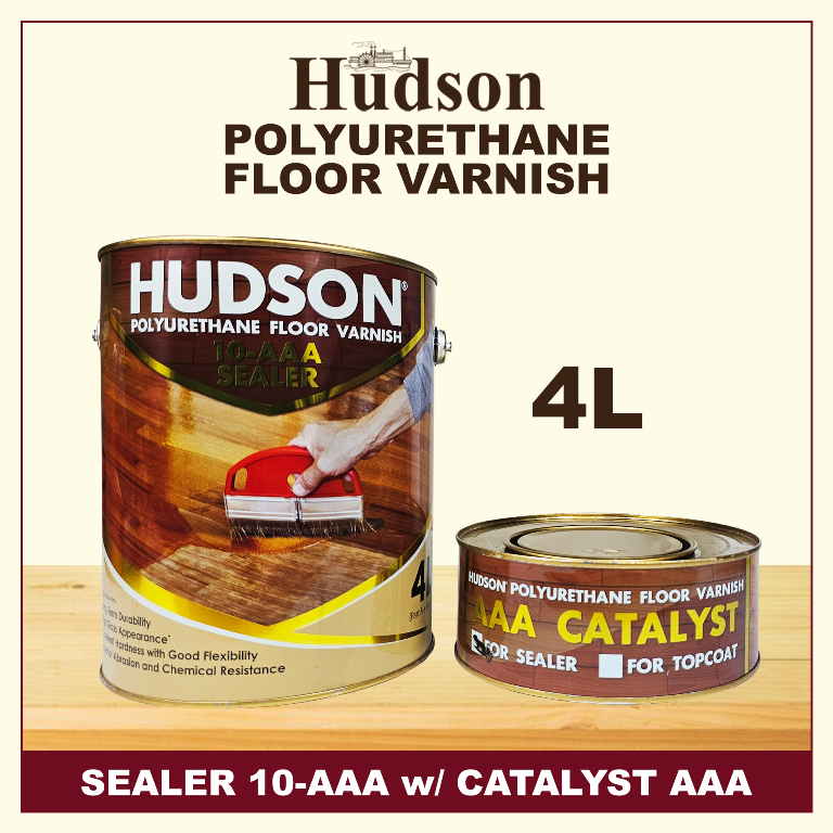 Hudson Polyurethane Floor Varnish Topcoat / Sealer 4 Liters with Catalyst PU Top Coat ...