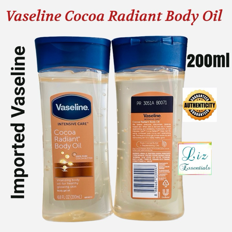Authentic Vaseline Cocoa Radiant Body oil 200ml | Shopee Philippines
