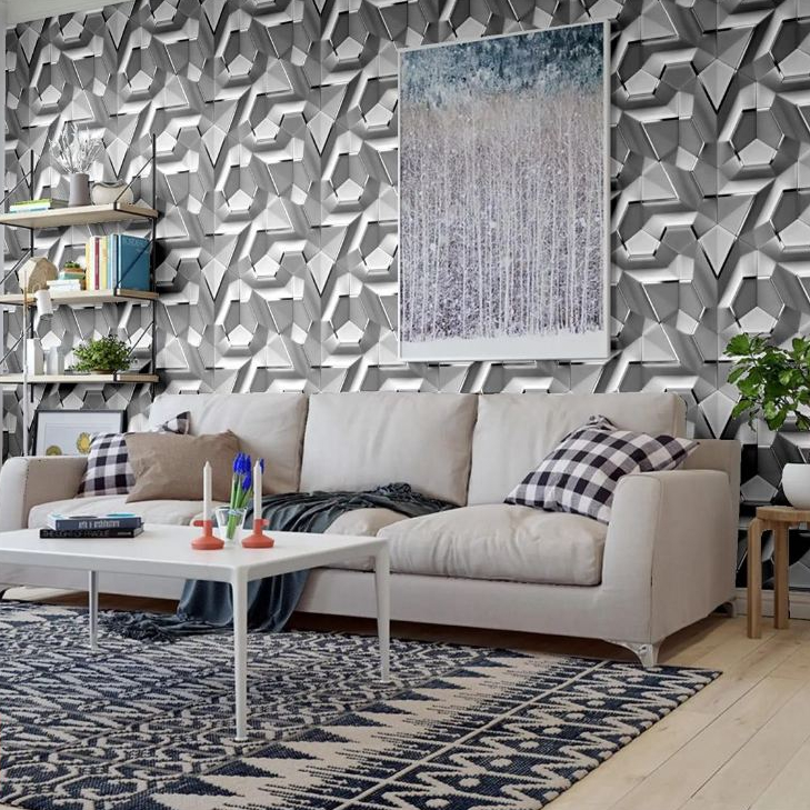 BHW Wallpaper Grid Bricks Abstract Design PVC Waterproof Self Adhesive ...