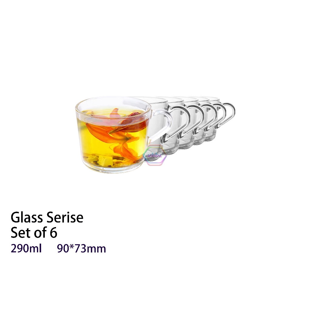 290ml Glassware Glass Transparent Drinking Set (1pcs.6pcs) Milk tea cup ...