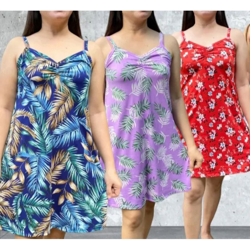 J&J New Trendy V-NECK STYLE Spaghetti Daster Dress / Pambahay Wear ...