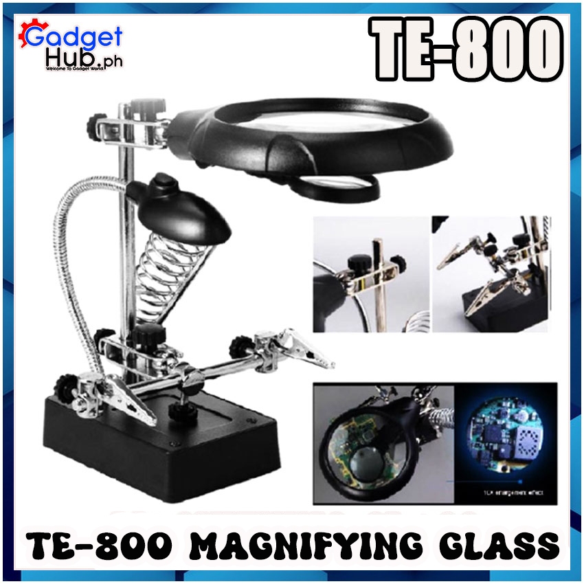 TE-800 Desktop Magnifier Welding Magnifying Glass with LED Light ...