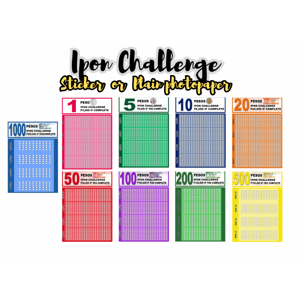 2pcs Ipon Chart Guide Sticker Label Peso Sense Ipon Challenge ...