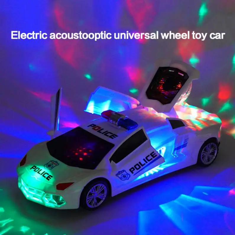 Electric Toy Car 360°Rotation Police Car Vehicle with LED Light Music ...