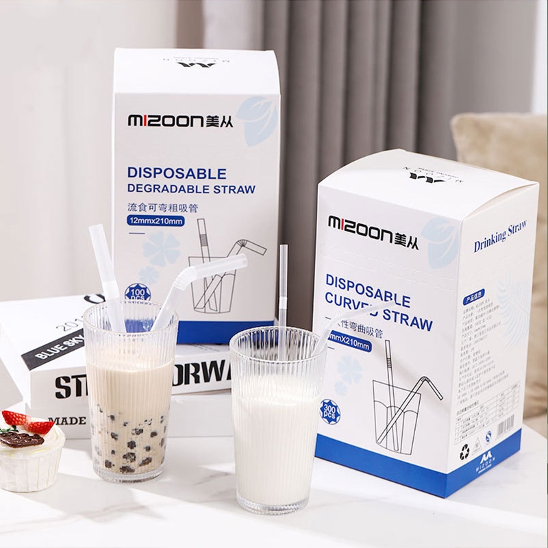100pcs Individually Packaged Straws Disposable Food-Grade Elbow Plastic ...