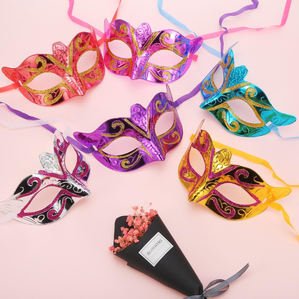 Glitter Masquerade Feather Venetian Mask Fancy Dress Party Theme Ball ...