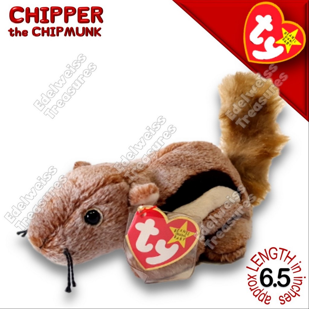 TY Regular Beanie Babies 6.5" CHIPPER the Chipmunk Stuffed Toy | Shopee ...