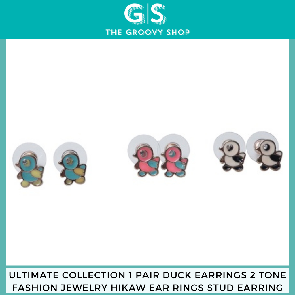 Ultimate Collection 1 Pair Duck Earrings 2 Tone Fashion Jewelry Hikaw ...