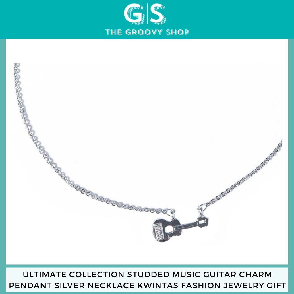 Ultimate Collection Studded Music Guitar Charm Pendant Silver Necklace ...