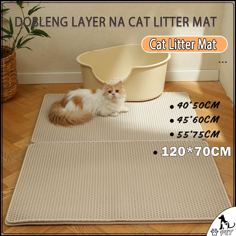 Cat Litter Mat EVA Double-Layer Cat Litter Mat Bottom Anti Slip And ...