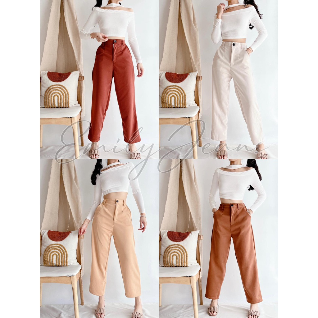 EMILY Korean Dupe High Waist Loose Fit Trouser Pants Wide Leg 10940 ...