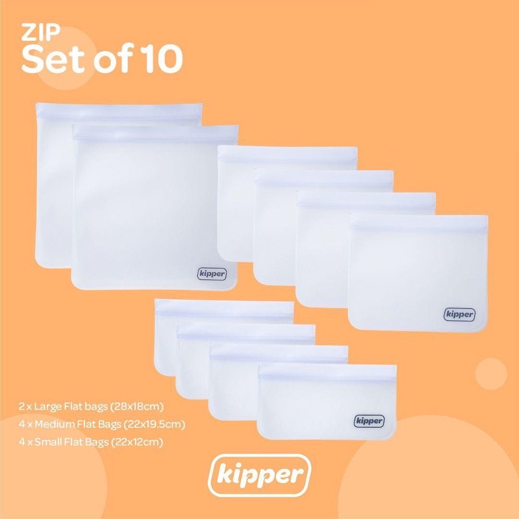 (SALE) Bollie Baby x Kipper ZIP 10pcs Reusable Resealable Flat Bags ...