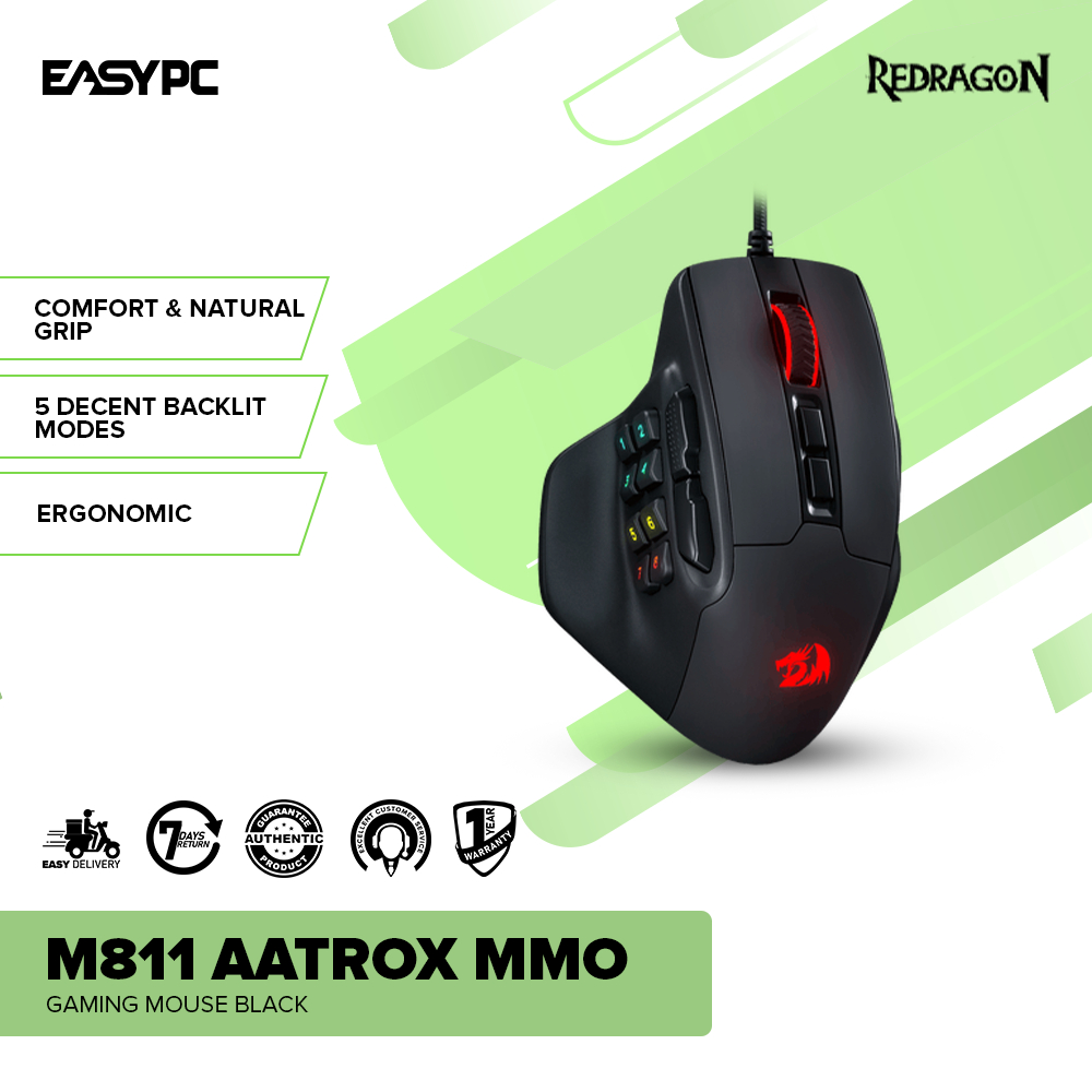 EasyPC| Redragon M811 Aatrox MMO Gaming Mouse| Wired| Black | Shopee ...