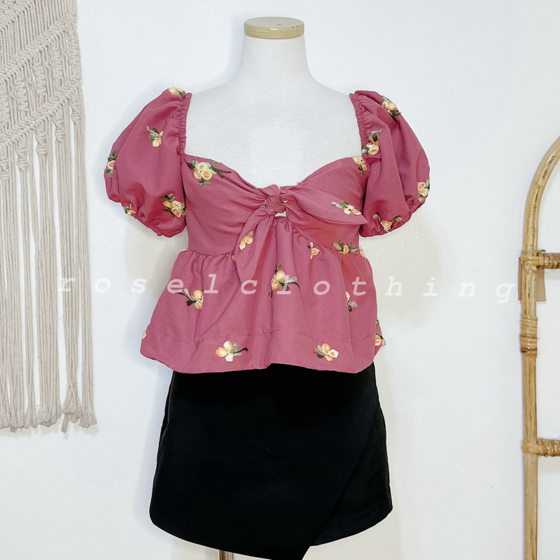 Cleo Ribbon Puff Cropped Top | Shopee Philippines