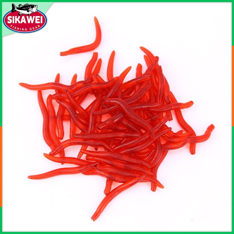10/ 50 /100pcs Realistic Fishy Smell Red Worms Bait Soft Simulation ...