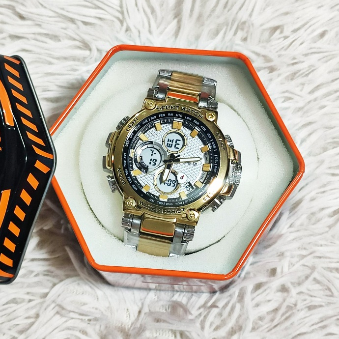 Men's Stylish JoeFox Dual Time Full Stainless Actual Pic. Shock Proof ...