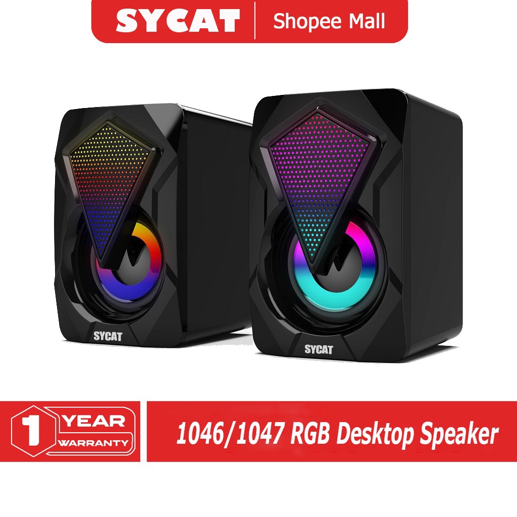 SYCAT NO-1046 Computer Speaker USB Colorful Lighting Effect RGB Gaming ...