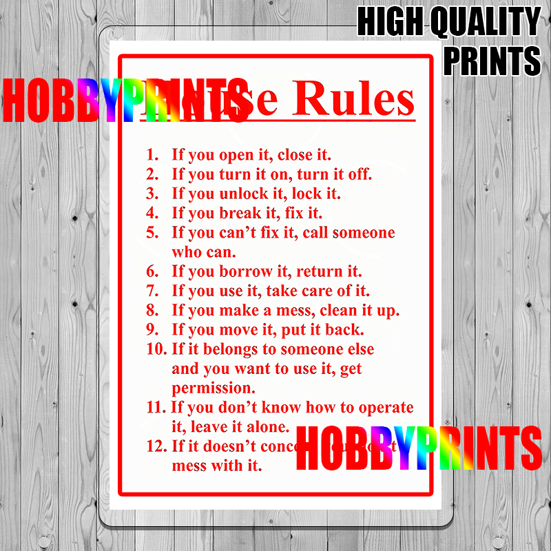 Laminated Signages | House Rules | Signage | Sign Boards | Shopee ...