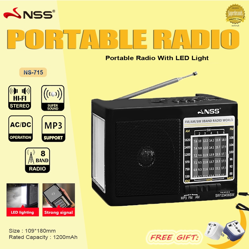 NSS Portable Radio USB/TF FM/AM/SW 8Band Radio Bluetooth Radio With ...