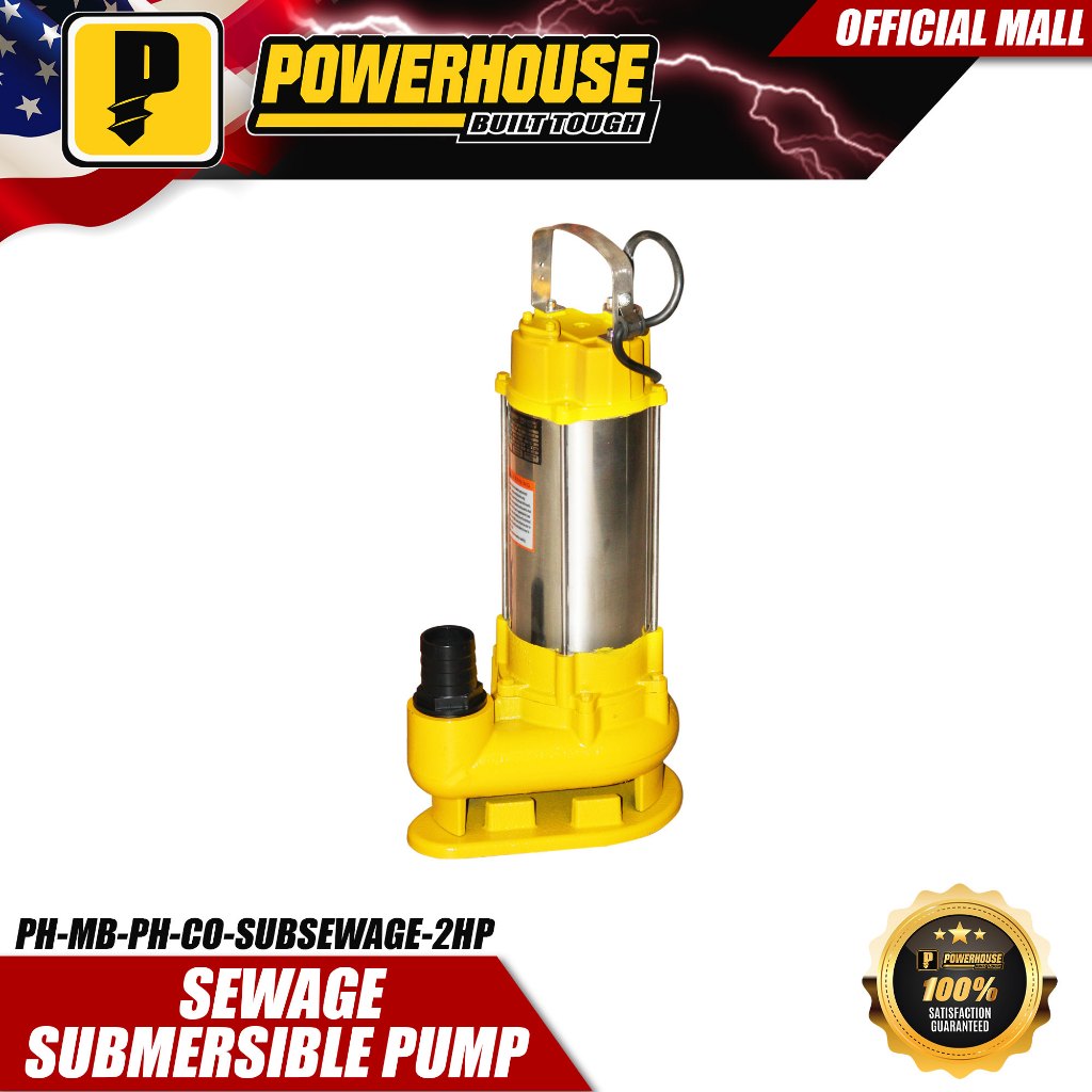 Powerhouse 2HP Sewage Submersible Pump Outlet Water Transfer Pump for ...