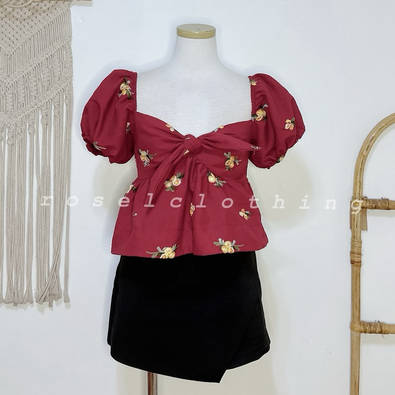 Cleo Ribbon Puff Cropped Top | Shopee Philippines