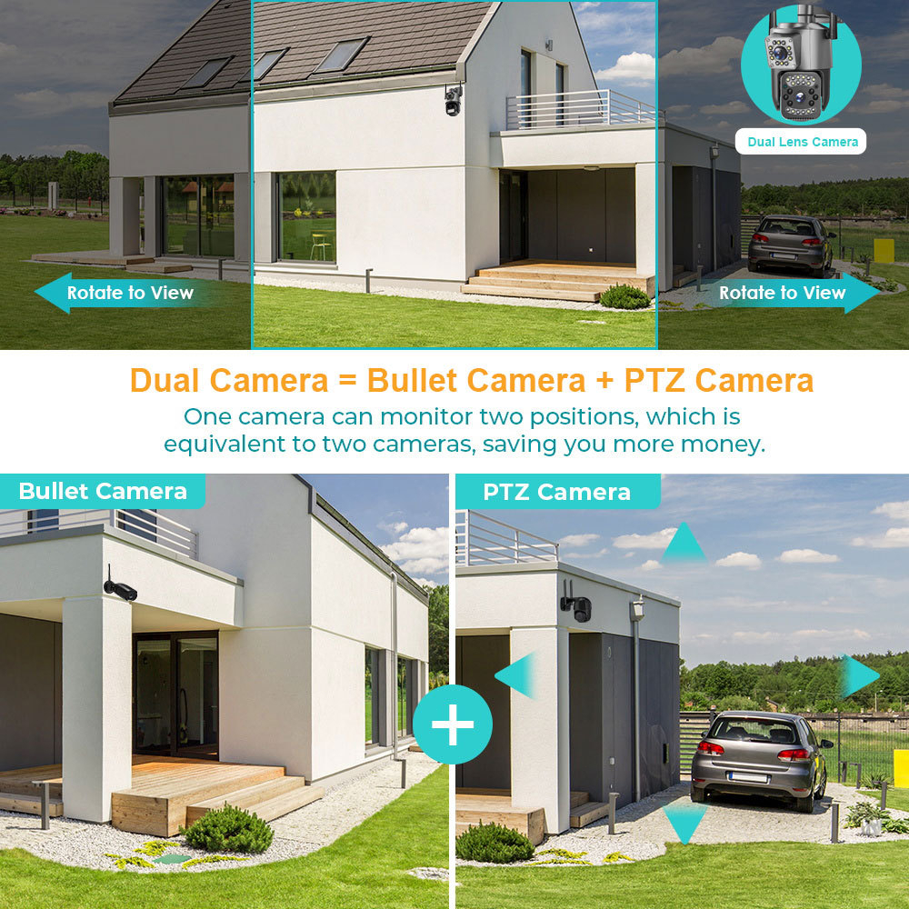 V380 Pro CCTV Camera Dual Lens 4K 8MP+8MP WiFi Outdoor IP Security Cameras Night Vision Two-Way ...