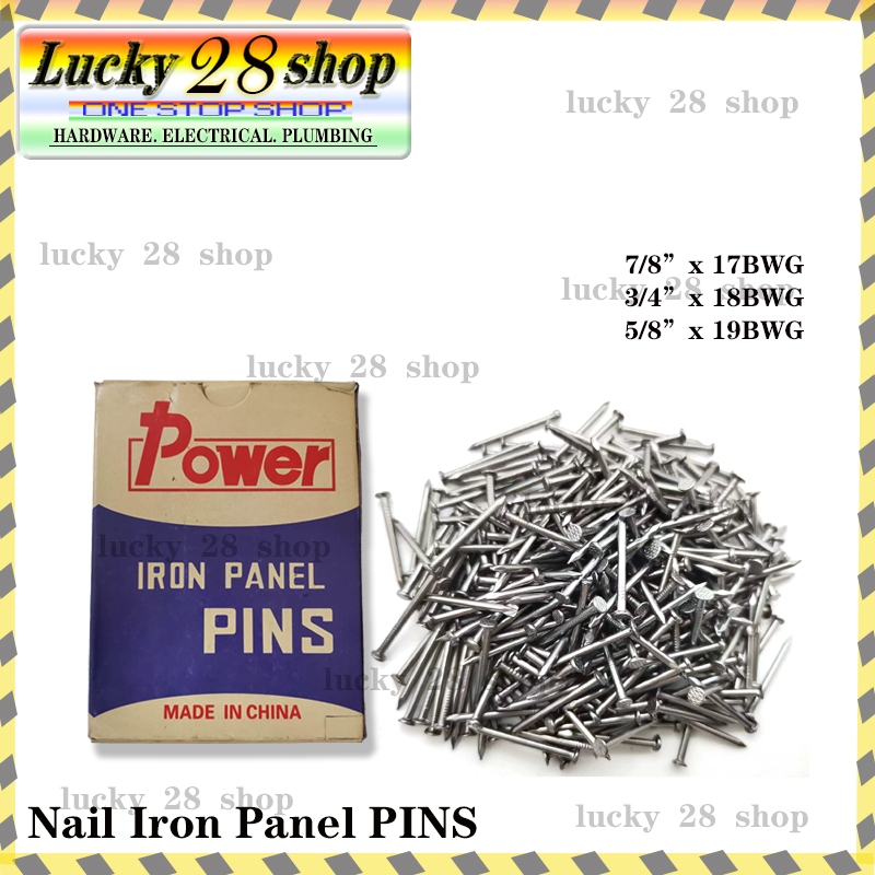 1 BOX POWER IRON PANEL PINS / SMOOTH NAILS (7/8",3/4", 5/8",1/2 ...