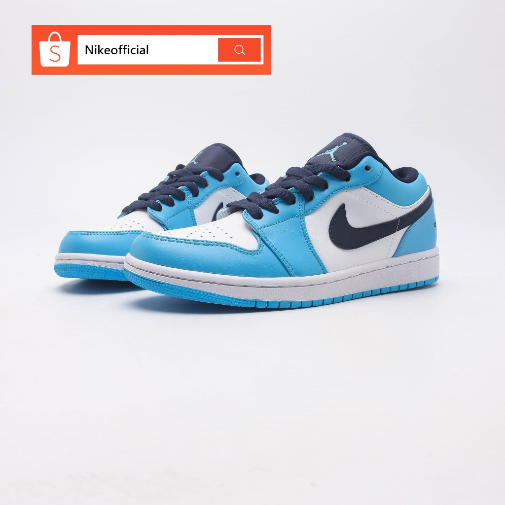 100% Original Nike Air Jordan 1 Low AJ1 White Black Blue Casual Sneaker ...
