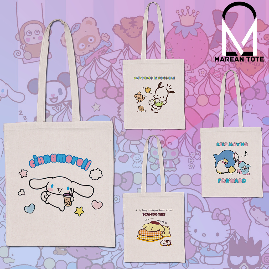 MAREAN TOTE High Quality Katsa Canvas Zip Tote Bags Sanrio Characters ...