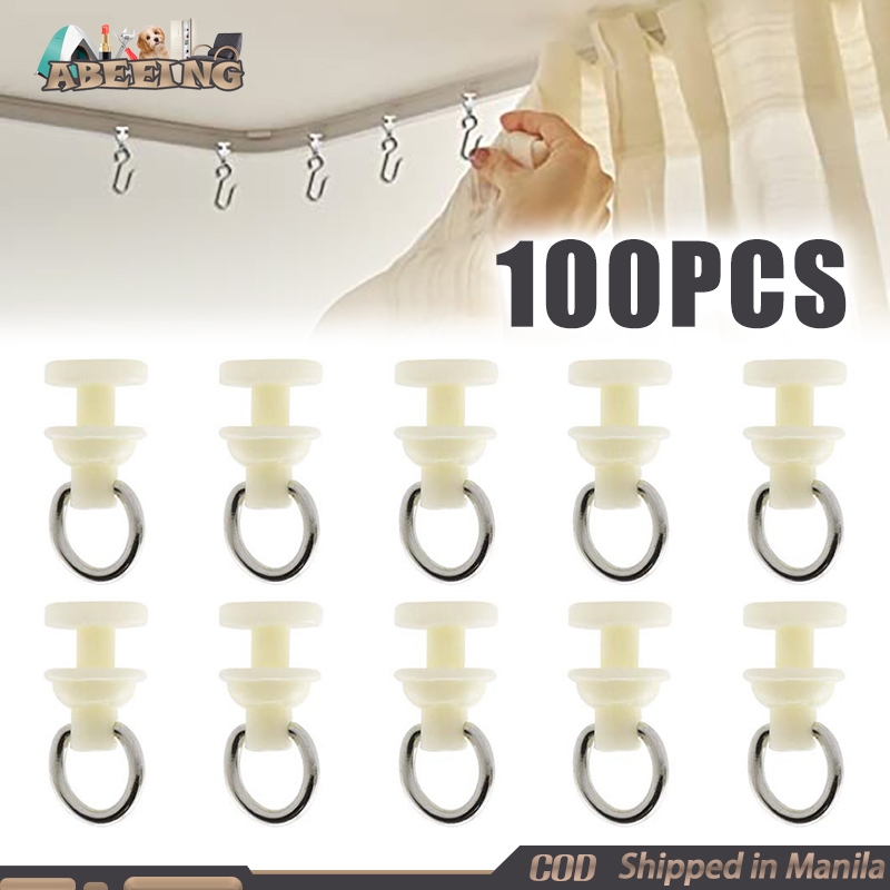 100Pcs Curtain Track Glider Rail Curtain Hook for Windows Shower ...