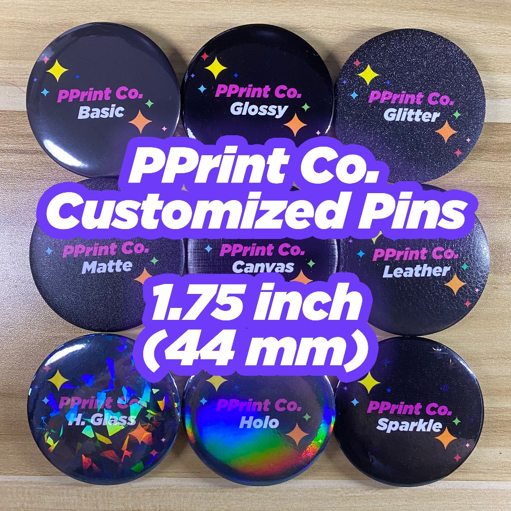 1.75 inch / 44mm Custom Button Pins - Glitter, Matte, Holo + More NO ...