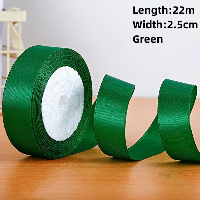 (25 yards/roll) 2.5cm Satin Ribbon Roll Gift Packaging Ribbon Flower ...