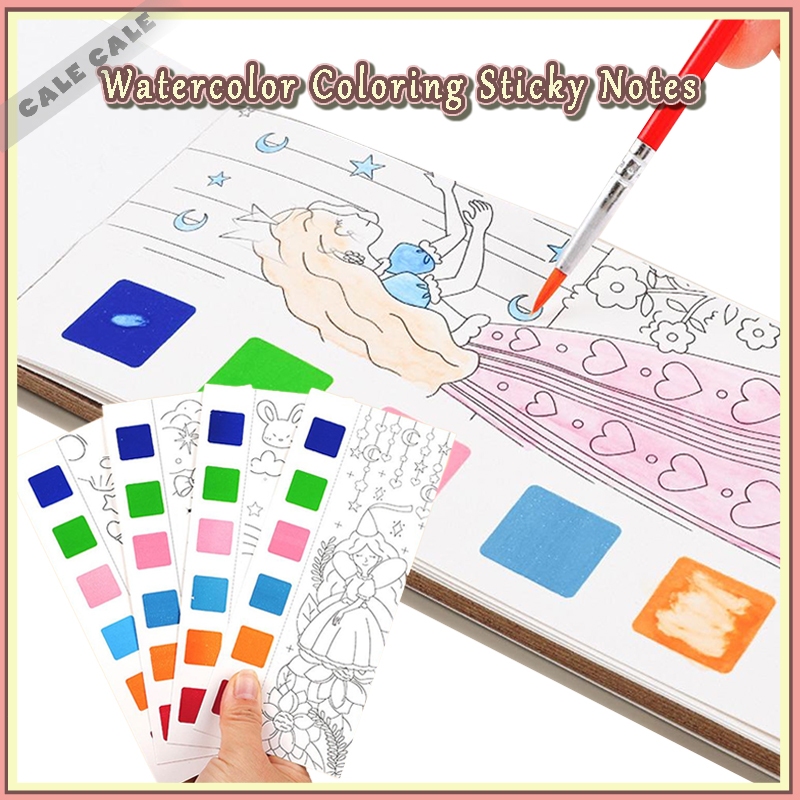 Watercolor Coloring Sticky Notes Kids Dreamy Watercolor Painting Comes ...