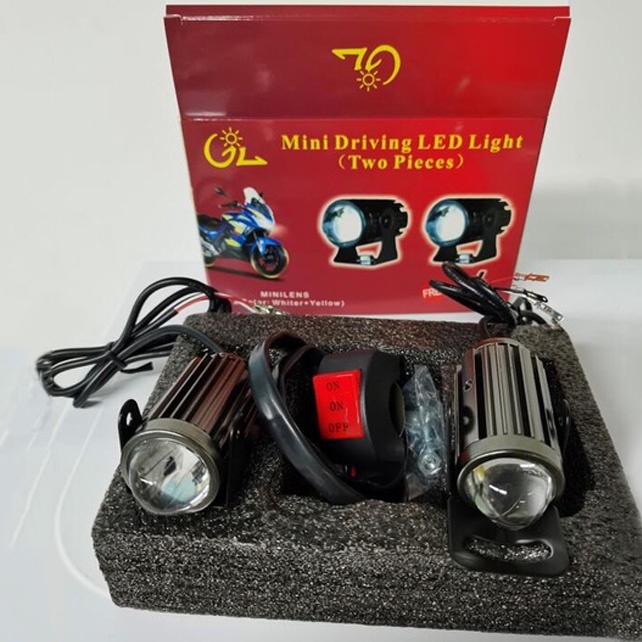 (2PCS+Switch) Motorcycle Mini Driving Lights Warranty Waterproof High Low Yellow/White LED ...