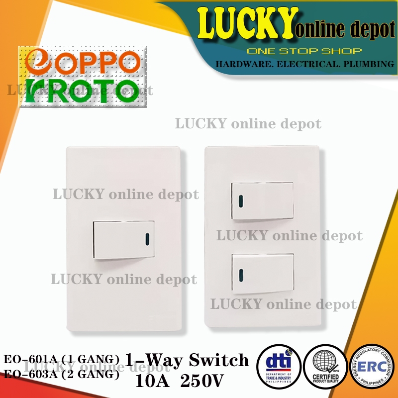 EO-601A (1 GANG) / EO-603A (2 GANG) EOPPO WIDE SERIES 1 WAY SWITCH | Shopee Philippines