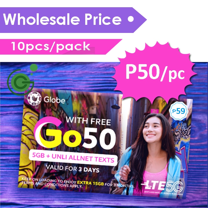 GLOBE SIMCARD 5G - 10PCS PER PACK @P50 PER PC | Shopee Philippines