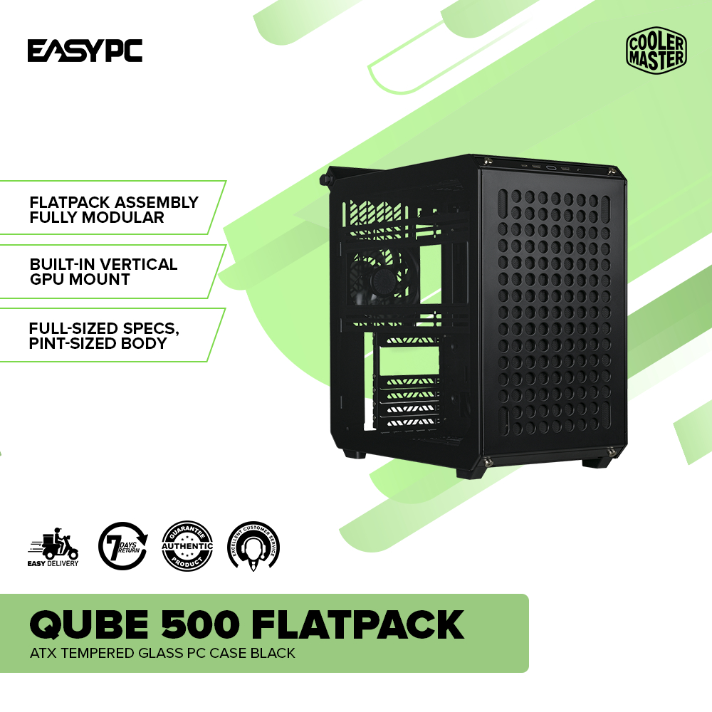 EasyPC| CoolerMaster Qube 500 FlatPack ATX Tempered Glass PC Case ...