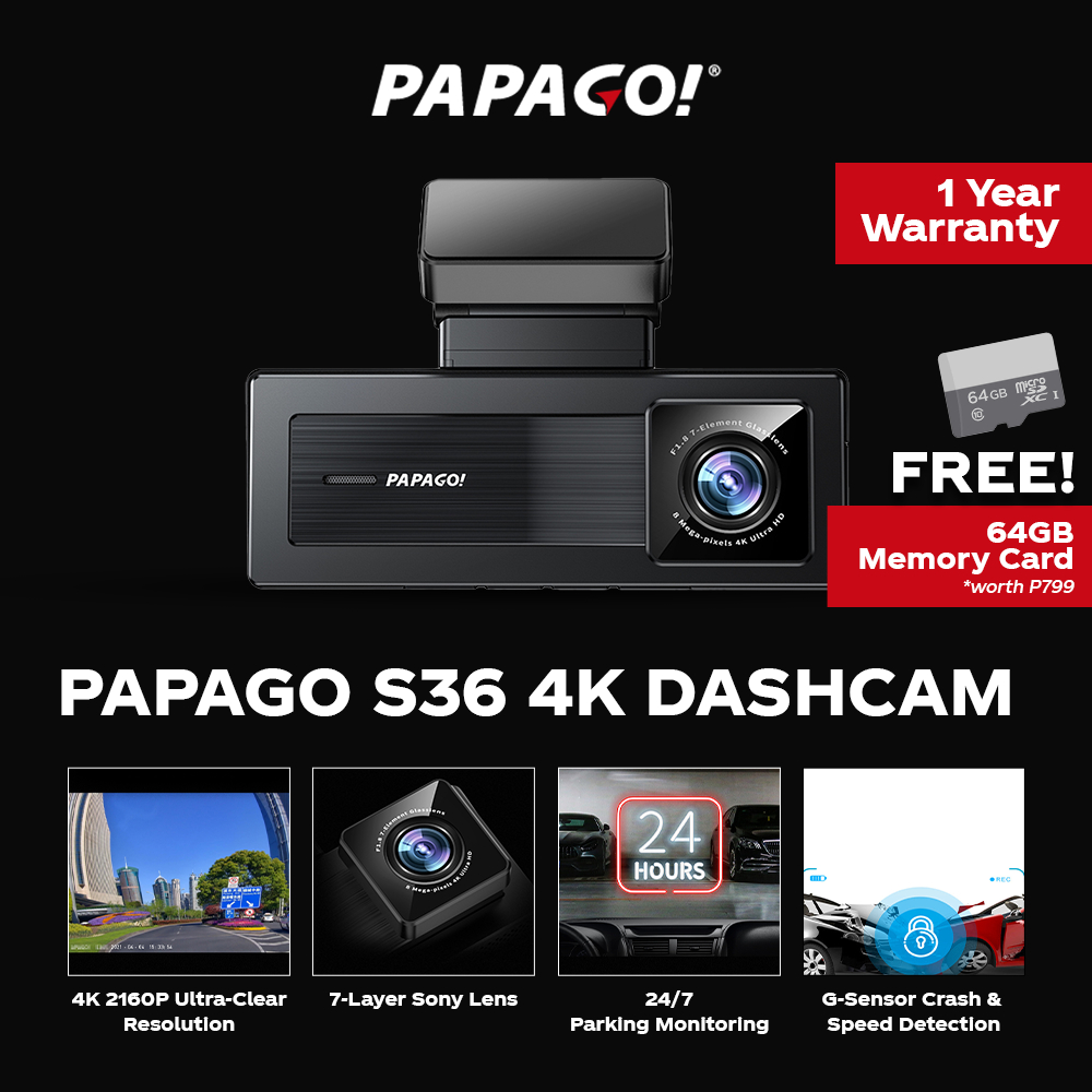 PAPAGO! S36 4K Dashcam: FREE SD Card 4K 2160P Ultra-Clear Resolution, 7-Layer Sony Lens, 24/7 ...