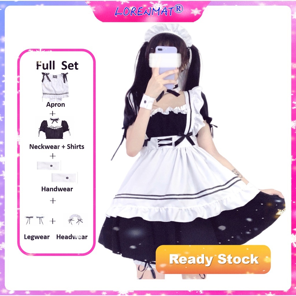 Black Cute Lolita Maid Costumes Anime Cosplay Maid Dress For Women ...