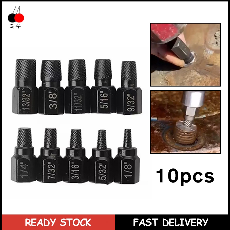 10pcs Upgrade Screw Extractor Set Hex Head Multi-Spline Bolt Set Chrome ...