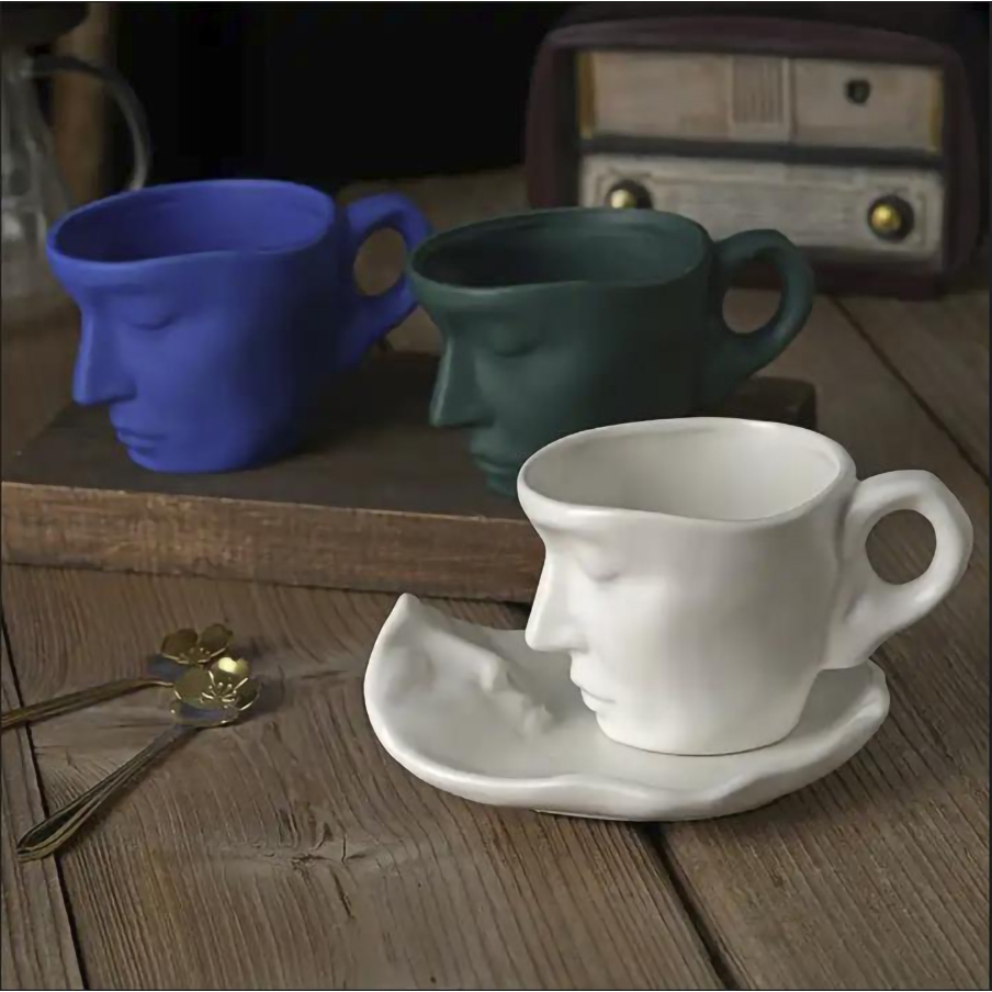 100ml Ceramic Human Face Mug Creative Thinker Coffee Cup Funny Face ...