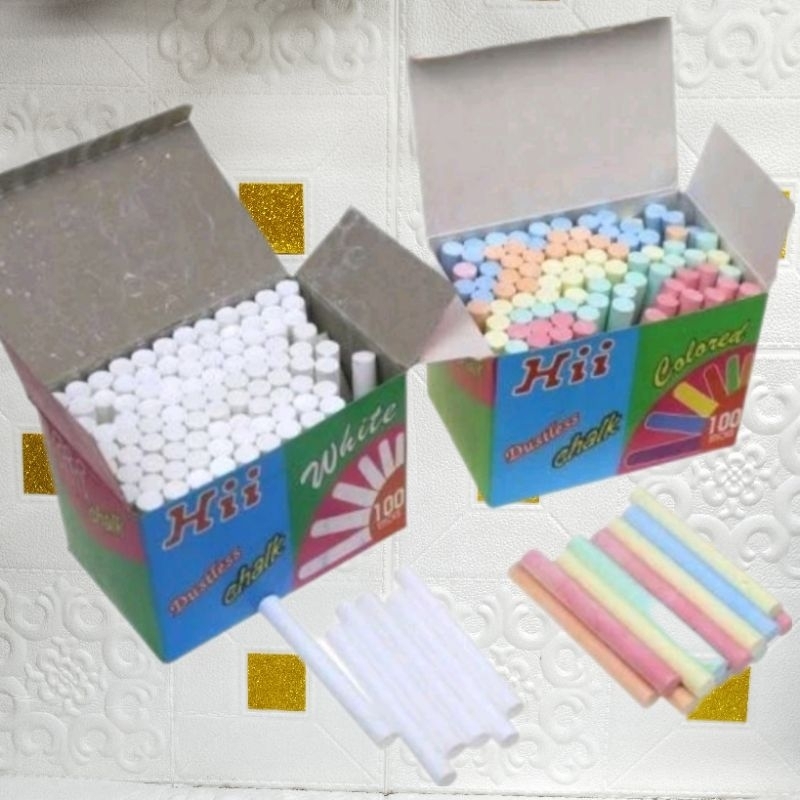 WRITING CHALK 100 PCS WHITE AND COLORED | Shopee Philippines