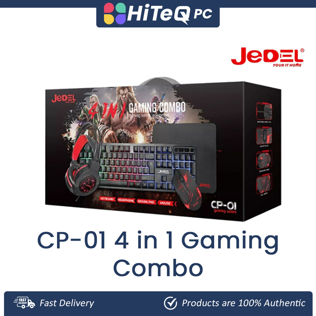 HiteqPC | JEDEL CP-01 4-IN-1 GAMING COMBO (KEYBOARD + MOUSE + HEADSET W/LED + MOUSEPAD) | Shopee ...