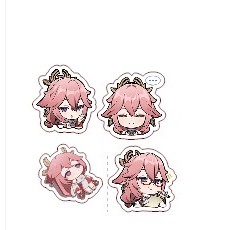 4pc/order Genshin Impact Yae miko Set B Emoji Waterproof Sticker Matte ...