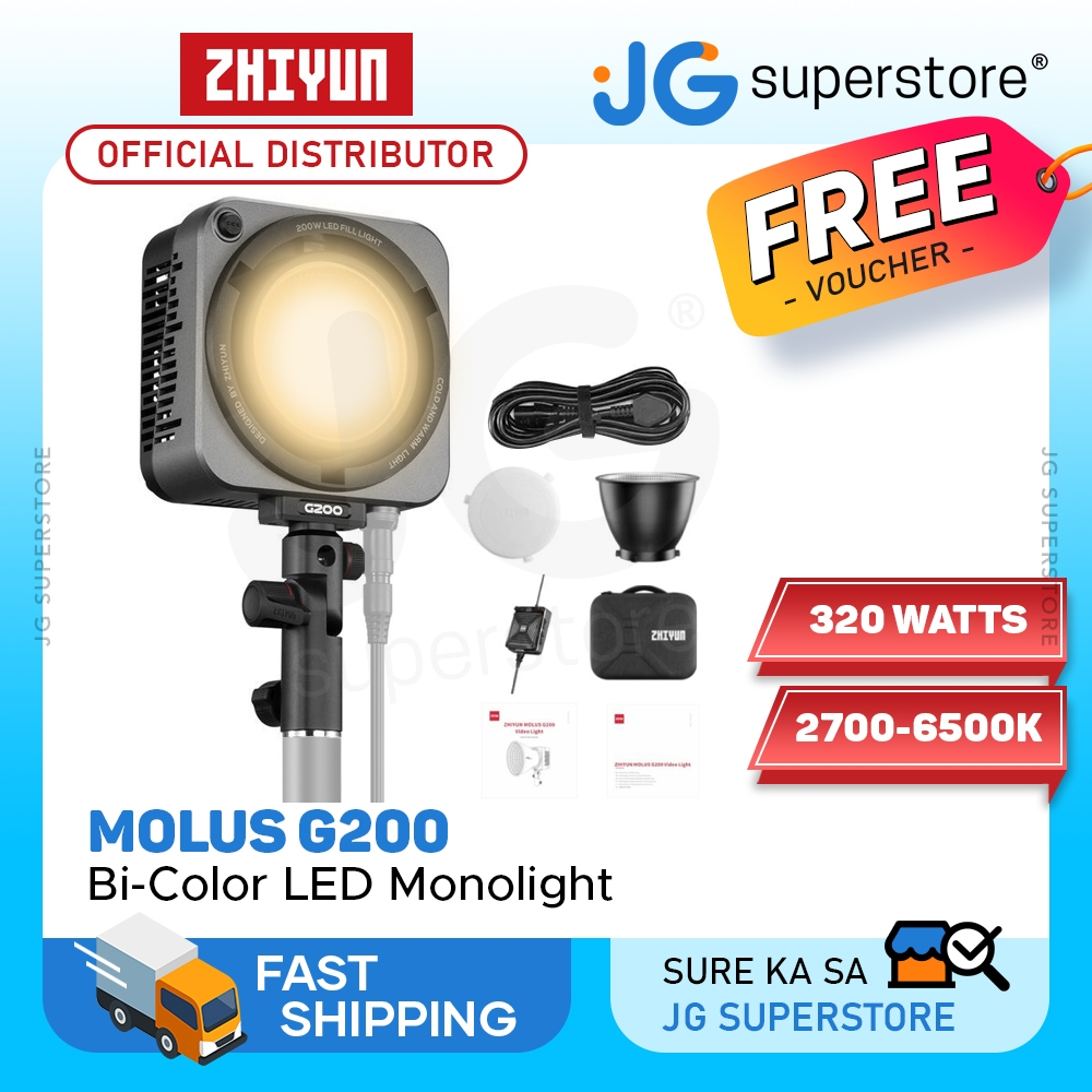 Zhiyun Molus G200 300W Portable Bi-Color LED Monolight Studio Light Kit with Bowens Extension ...