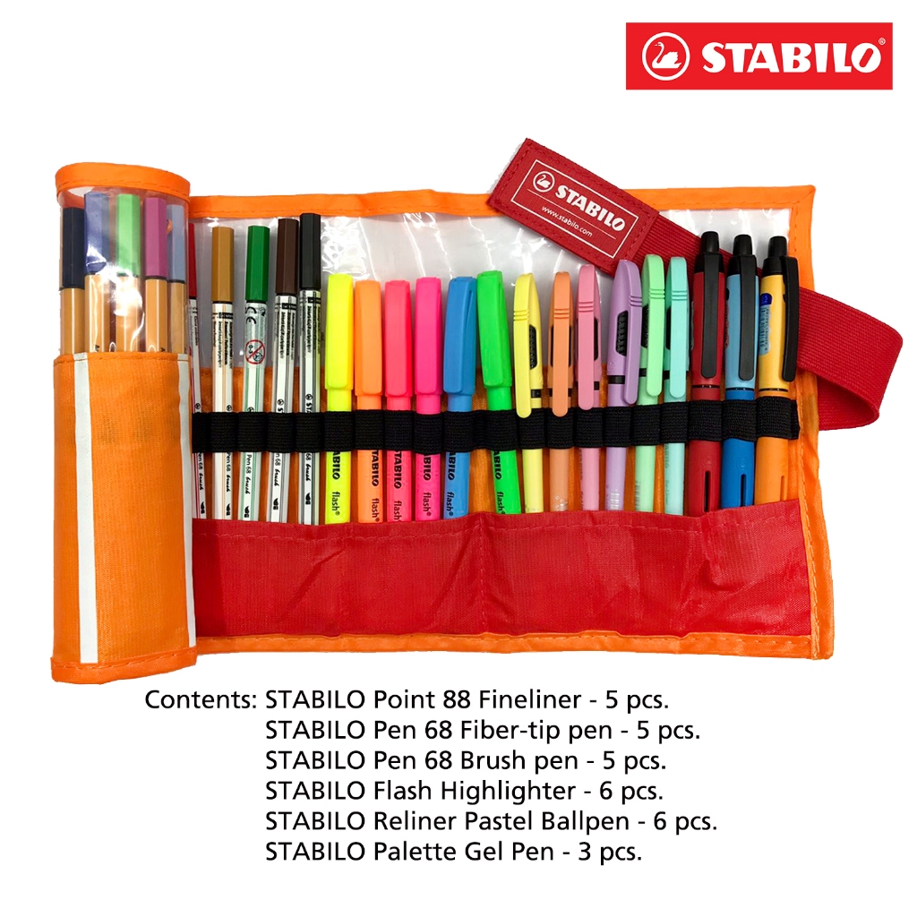 STABILO Assorted Pen Marker Set Collection in Rollercase, Metal Case ...